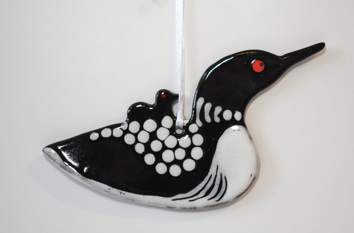 Loon with Chick Ornament – Wayne Village Pottery